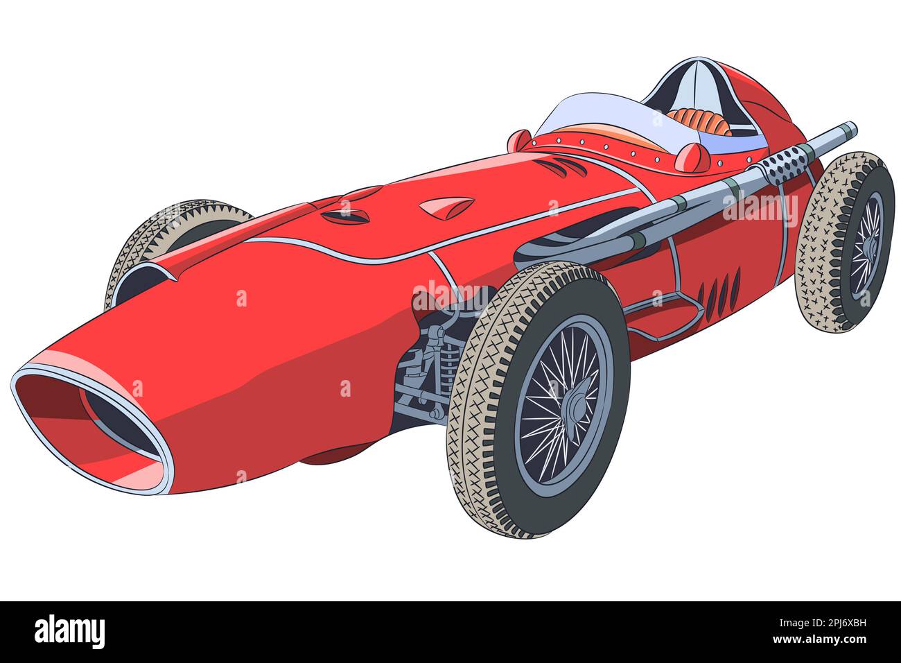Color vector illustration of a red sports retro car for racing on a ...