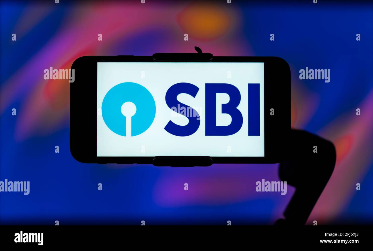 In this photo illustration, the State Bank of India (SBI) logo is seen ...