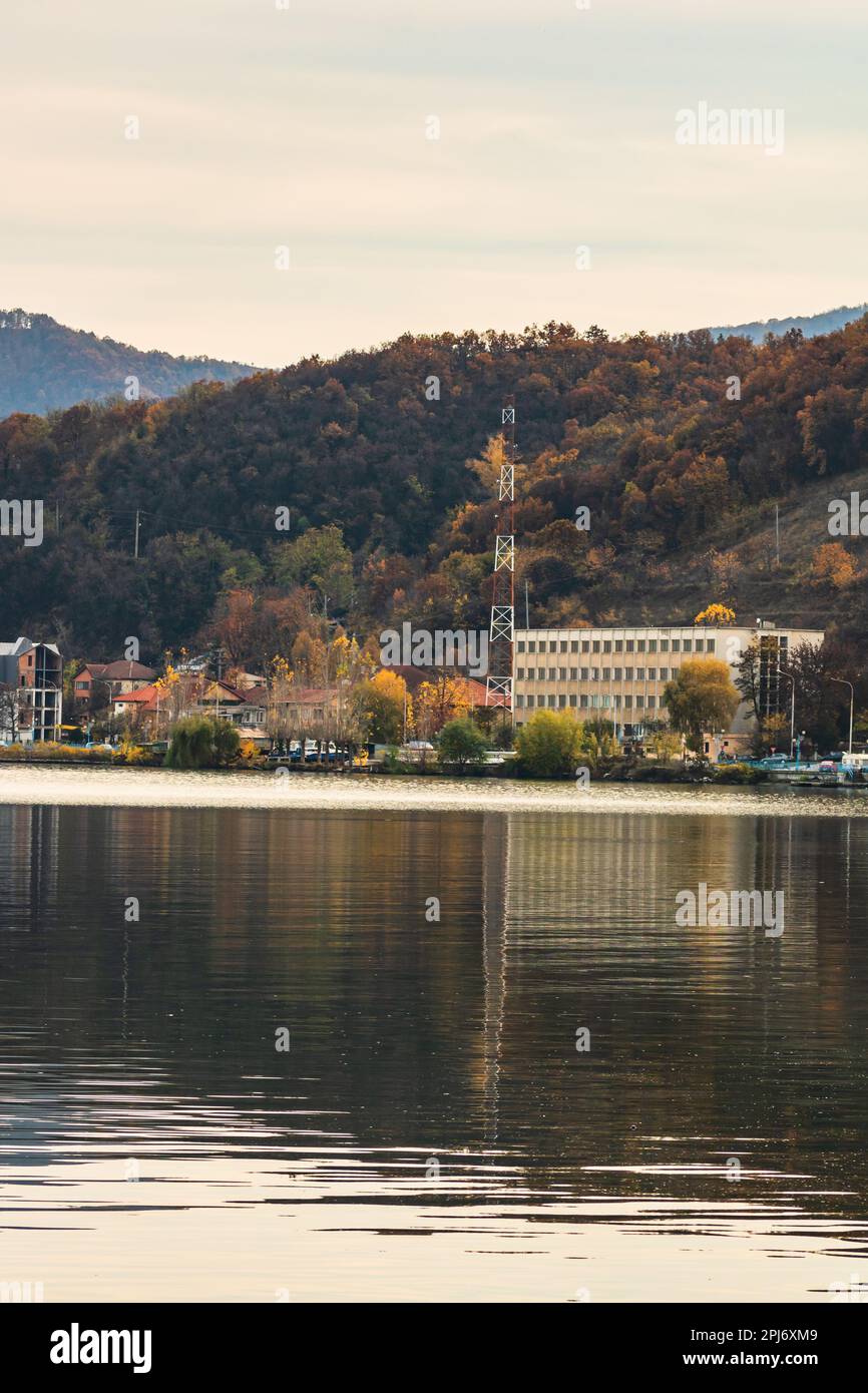View of Danube river and Orsova city, waterfront view. Orsova, Romania ...