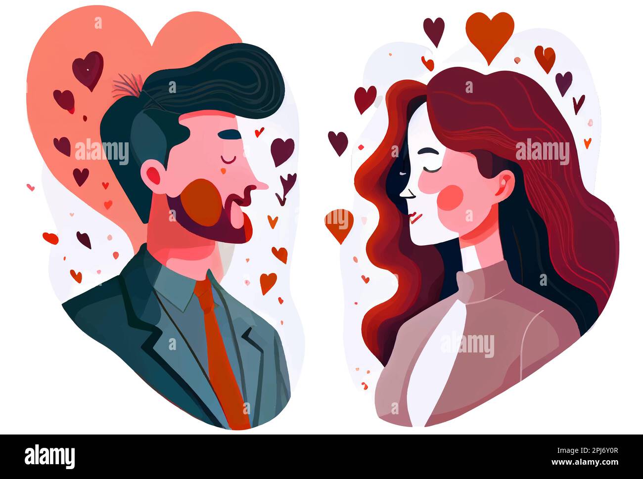sticker cartoon style couple in love isolated on white background . Cartoons flat vector ...