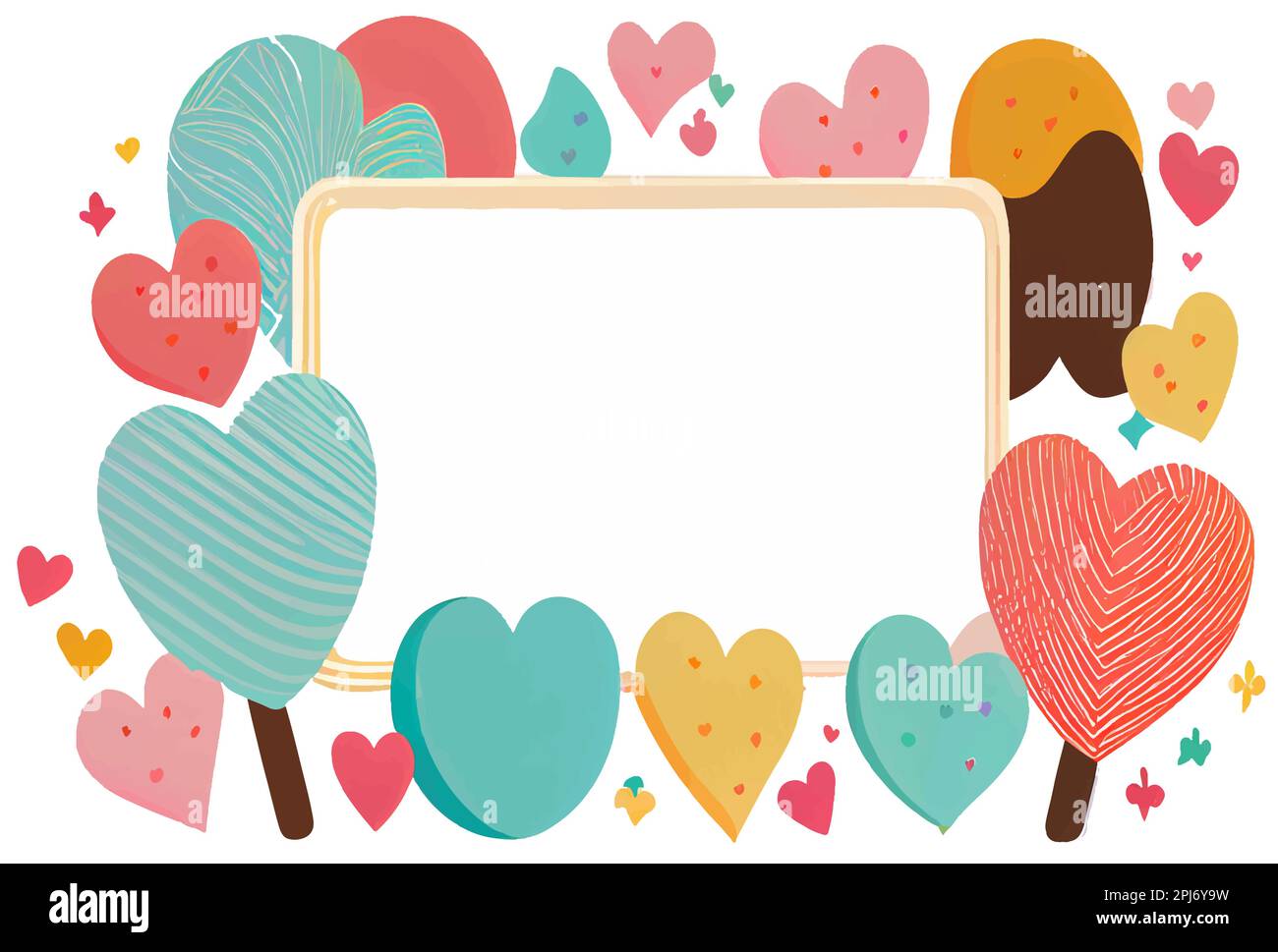 sticker cartoon style heart shape frame isolated on white background ...