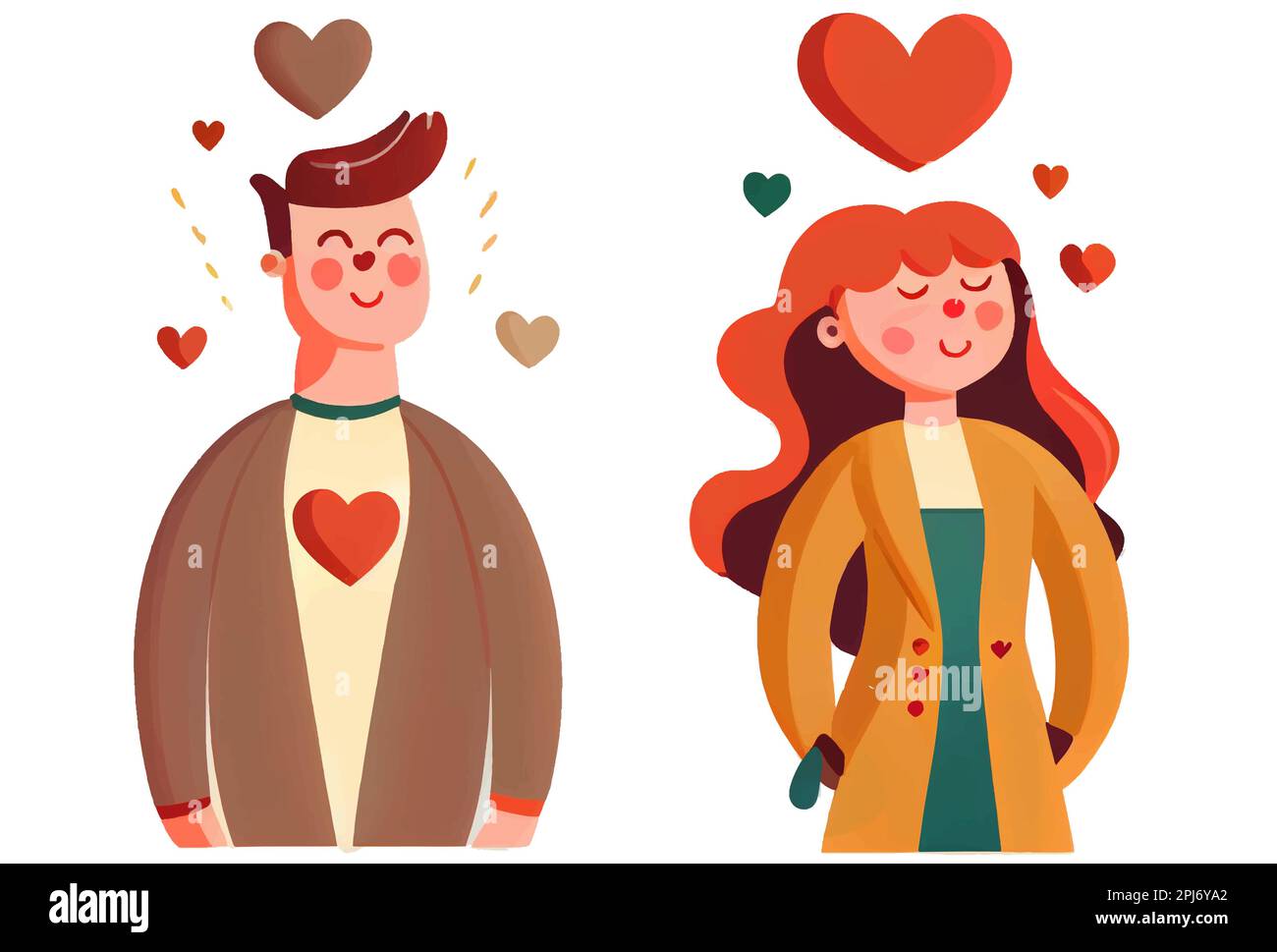 sticker cartoon style couple in love isolated on white background . Cartoons flat vector ...