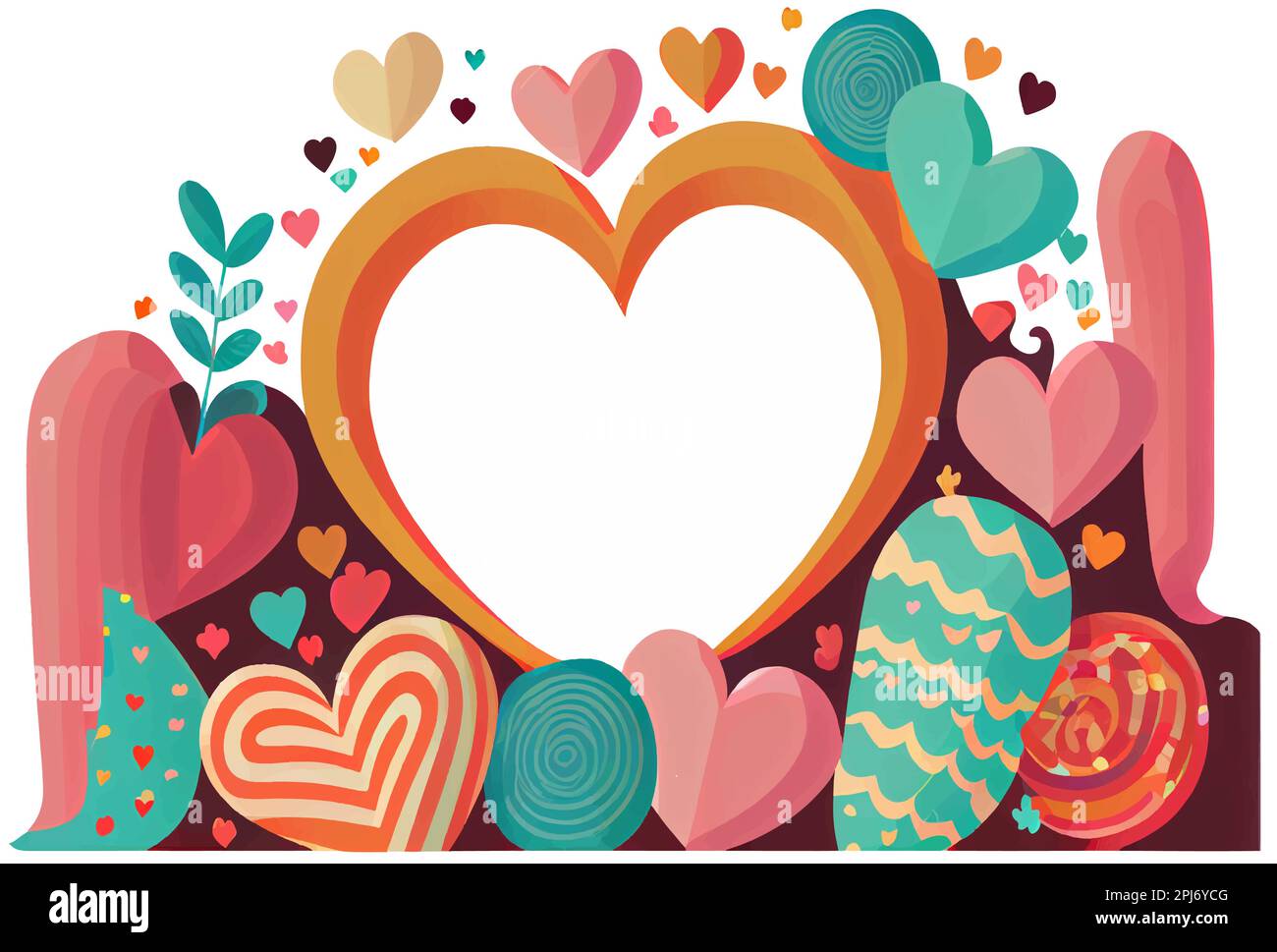 sticker cartoon style heart shape frame isolated on white background ...