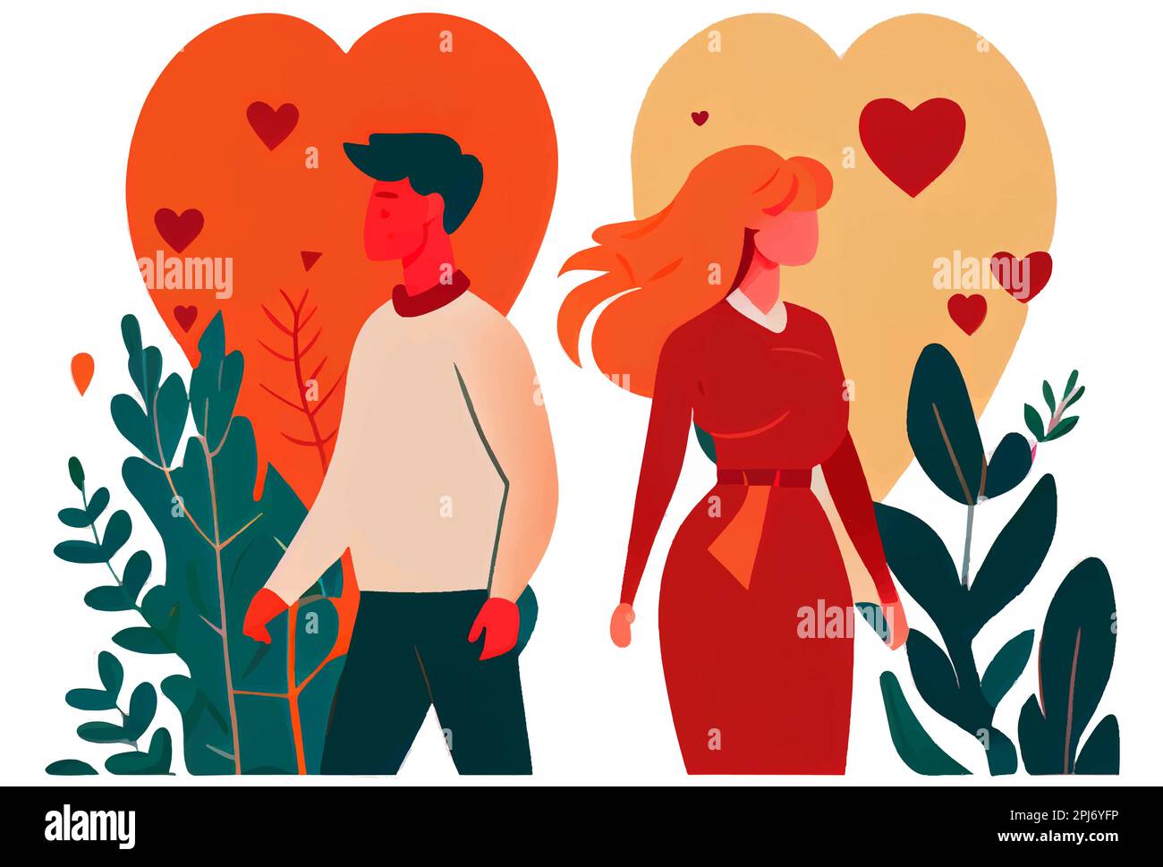 sticker cartoon style couple in love isolated on white background . Cartoons flat vector ...