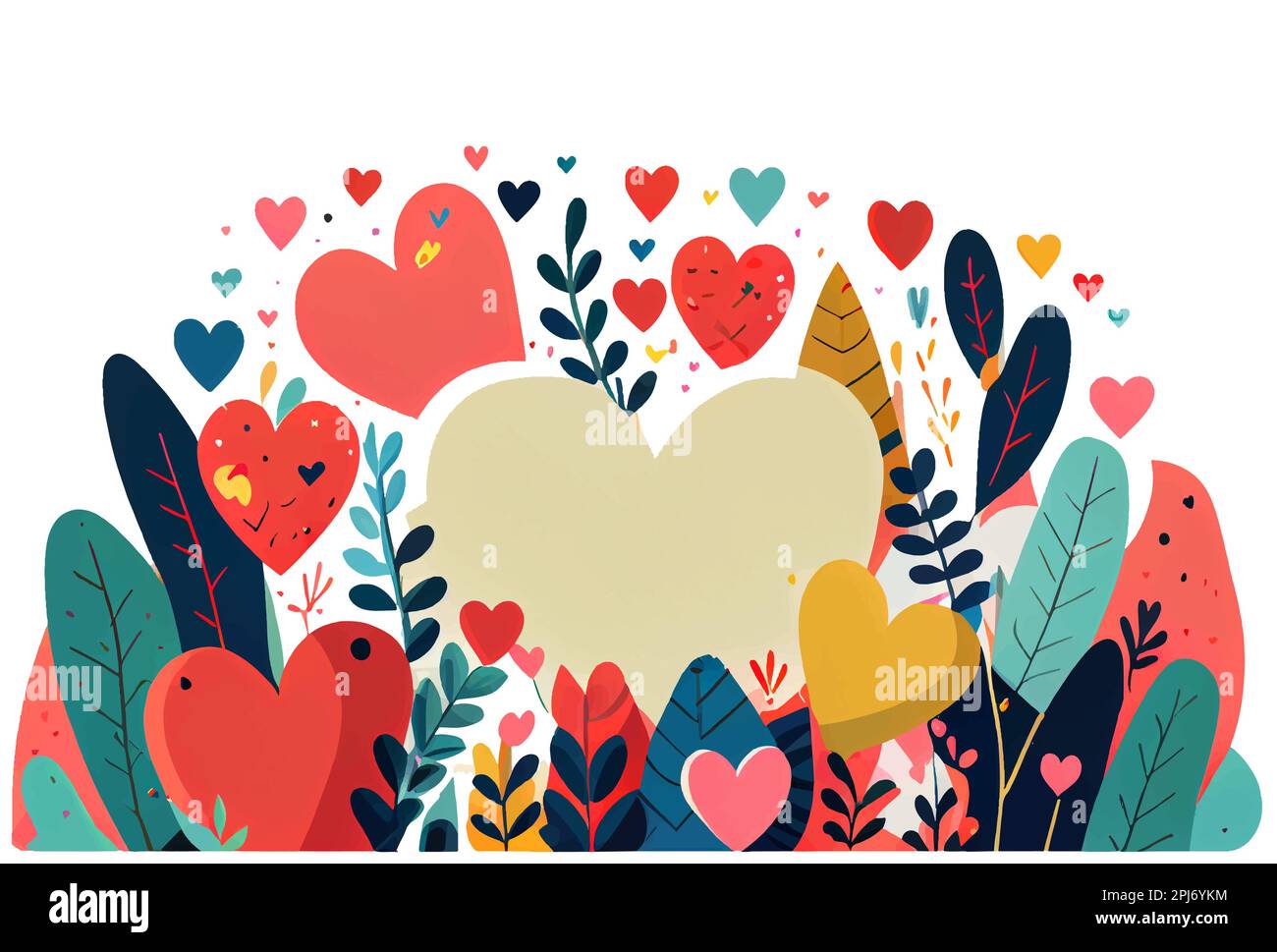 sticker cartoon style heart shape frame isolated on white background ...