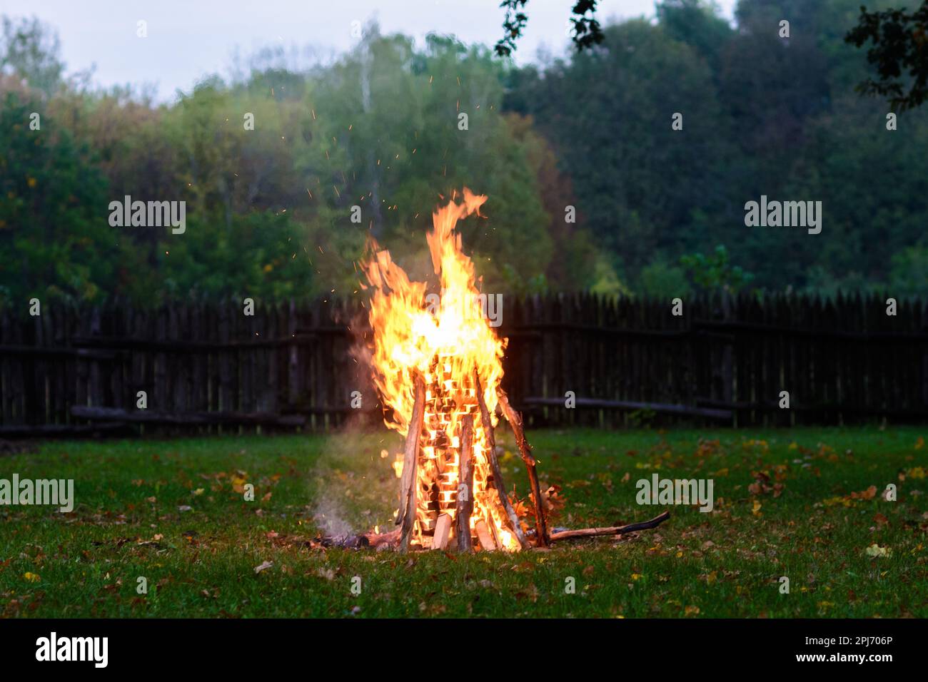The fire burns out in the evening Stock Photo - Alamy