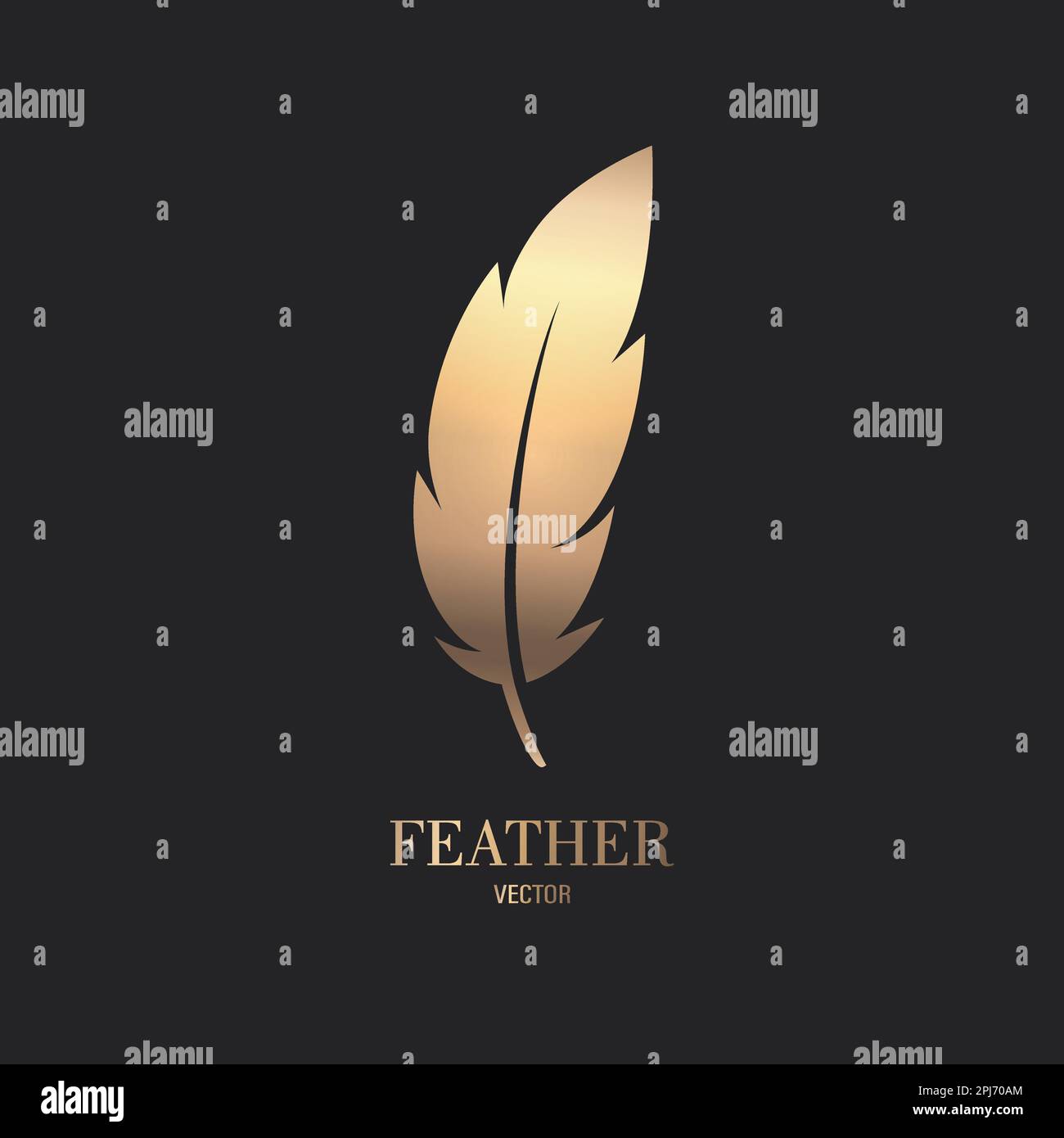 Vector Fluffy Golden Color Feather Logo Icon, Silhouette Feather ...