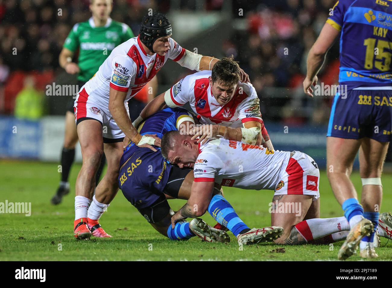 St Helens, UK. 31st Mar, 2023. Samisoni Langi #21 of Wakefield Trinity ...