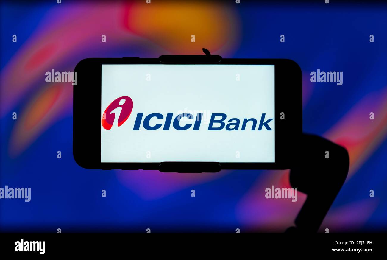 India. 31st Mar, 2023. In this photo illustration, the ICICI bank logo ...