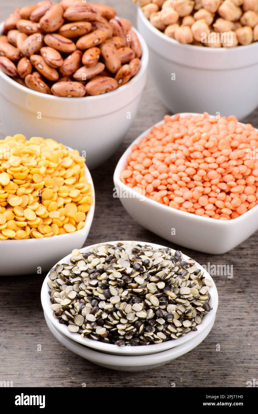 Closeup of raw black split gram with various other legumes Stock Photo ...