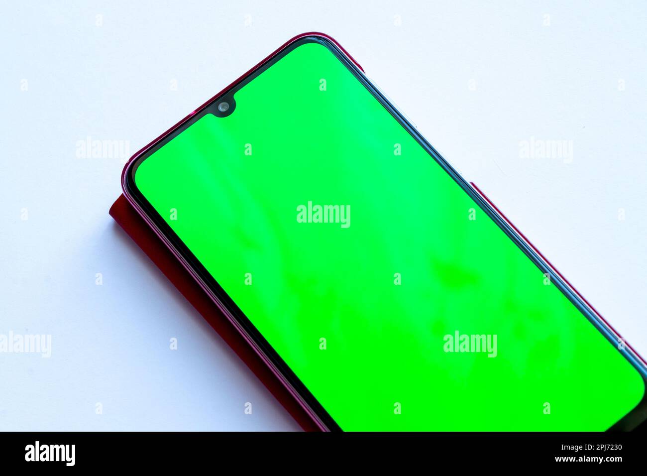 touchscreen phone with green screen on isolated background Stock Photo ...