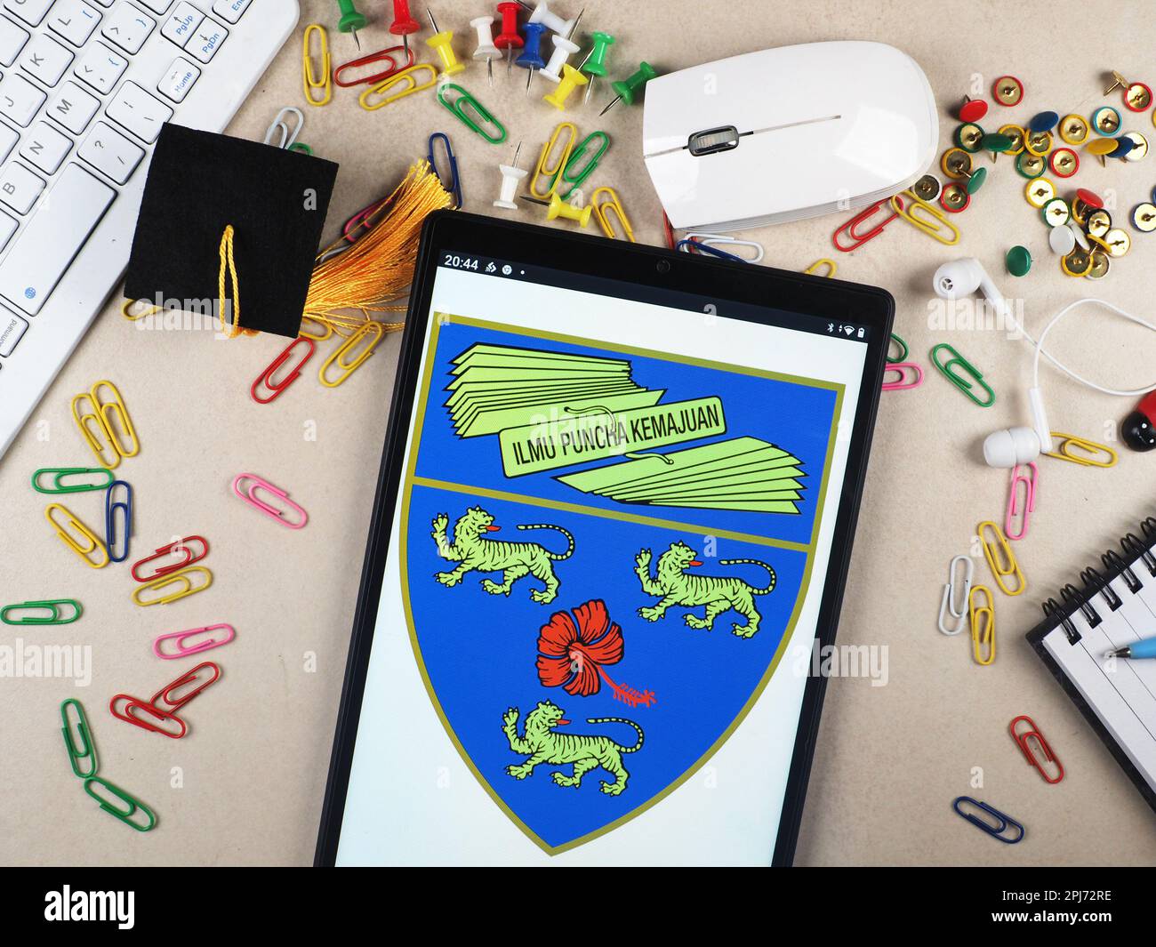 In this photo illustration, Universiti Malaya (UM) logo seen displayed ...