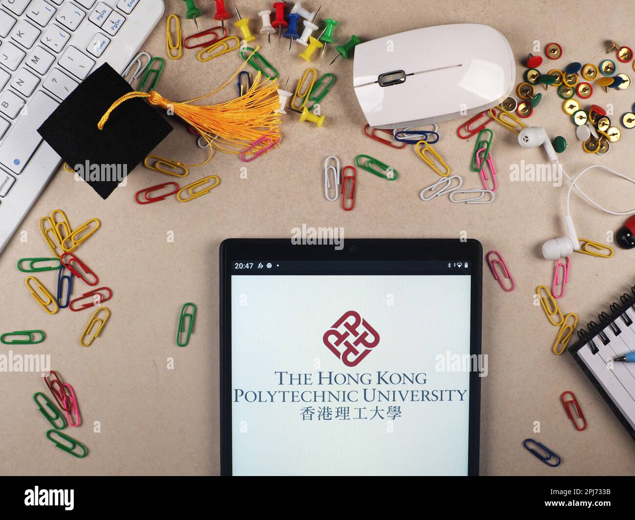 In this photo illustration, The Hong Kong Polytechnic University logo ...