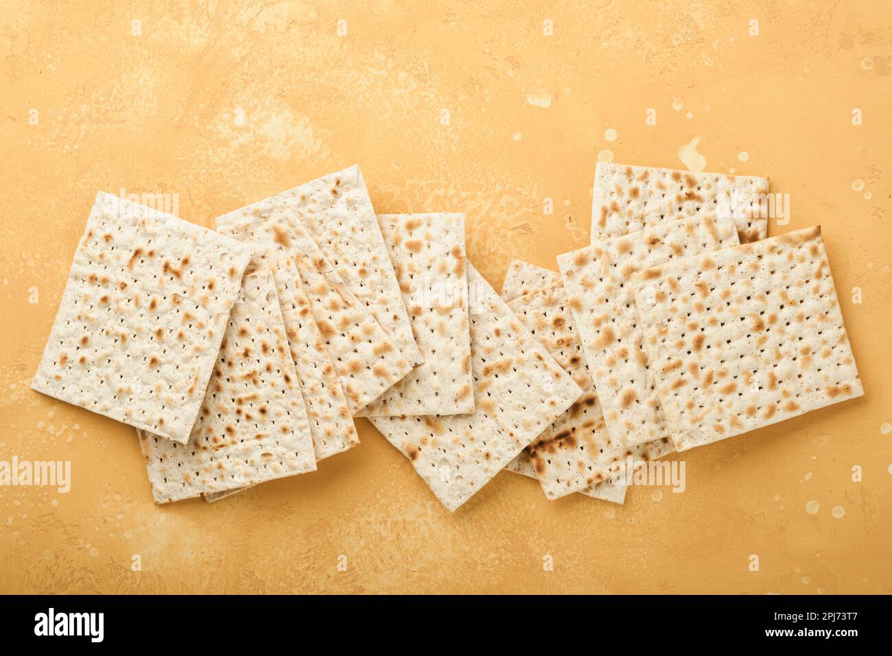 Matzah Passover celebration concept. Traditional ritual Jewish bread on ...