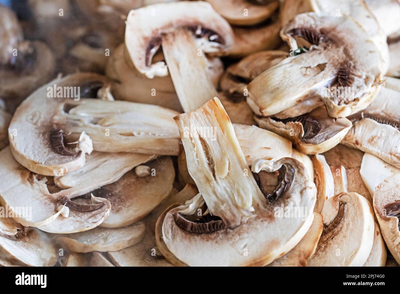 cook coarsely chopped fresh champignons, vegetable protein, vegan food ...