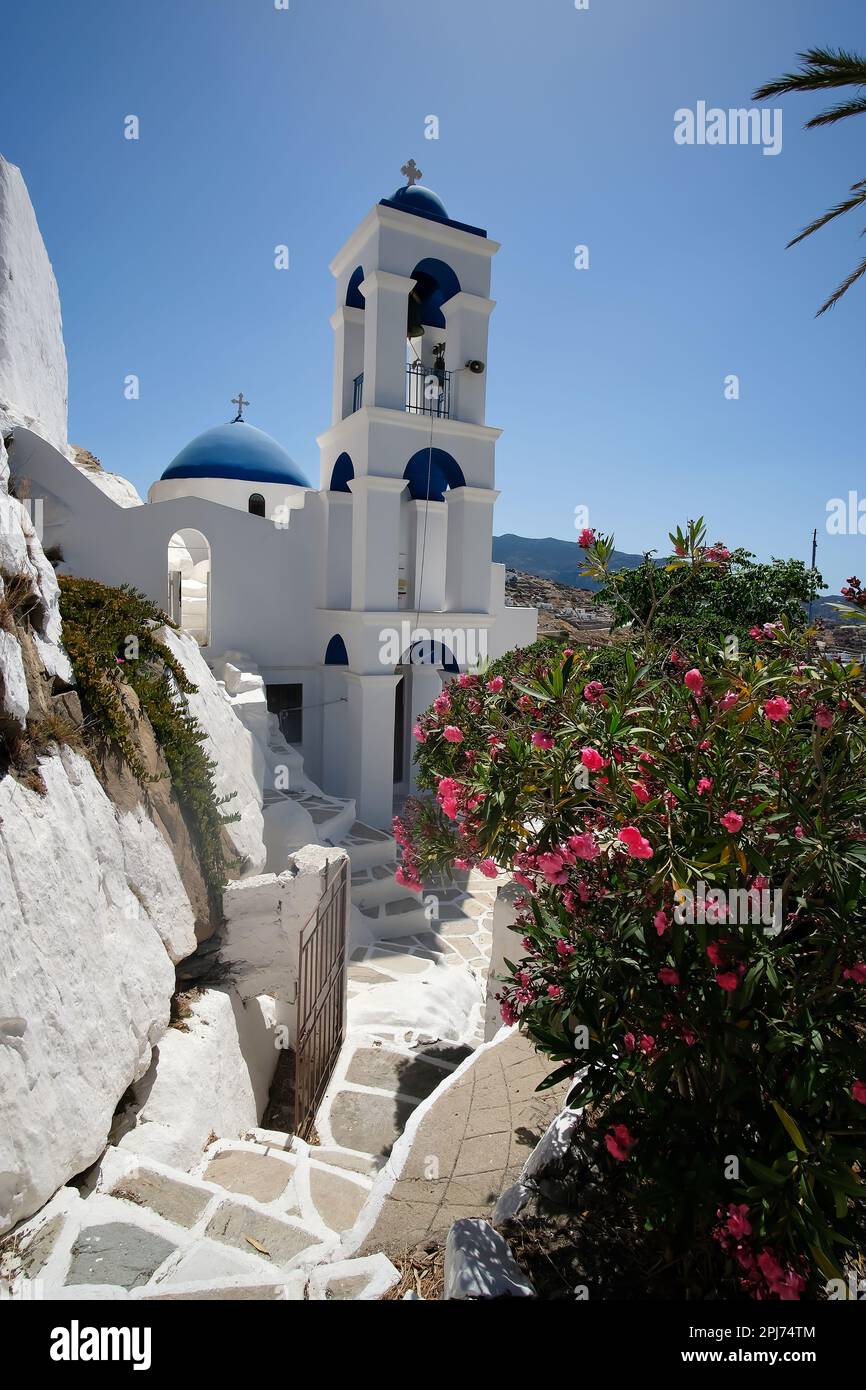 View of the beautiful whitewashed Orthodox Church of Panagia ...