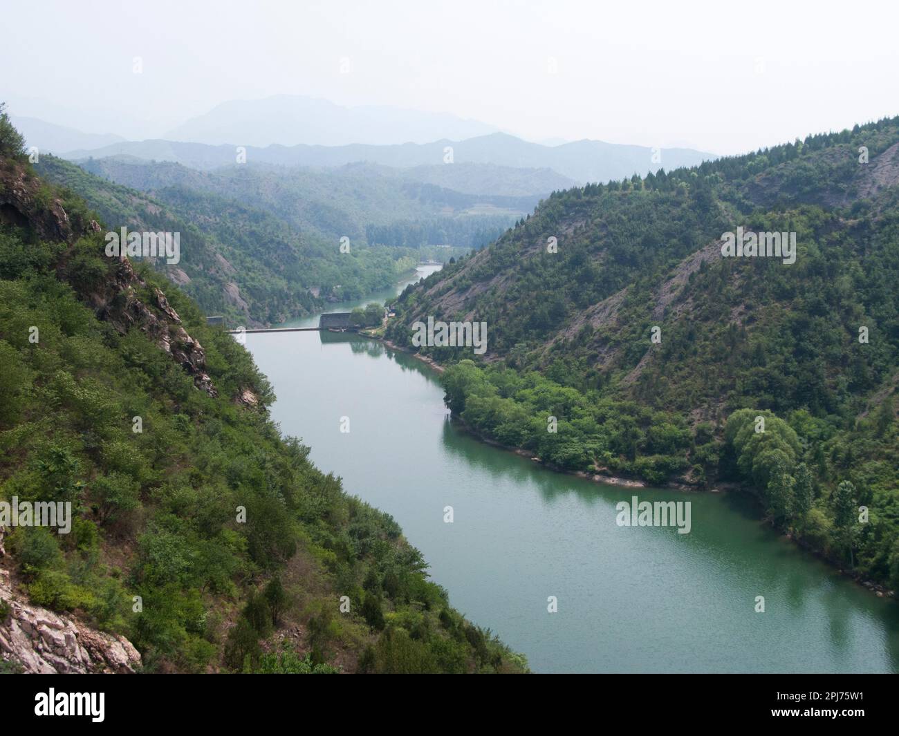 Chinese hydroelectric dam forms the Simatai Reservoir / Yuanyang Lake ...