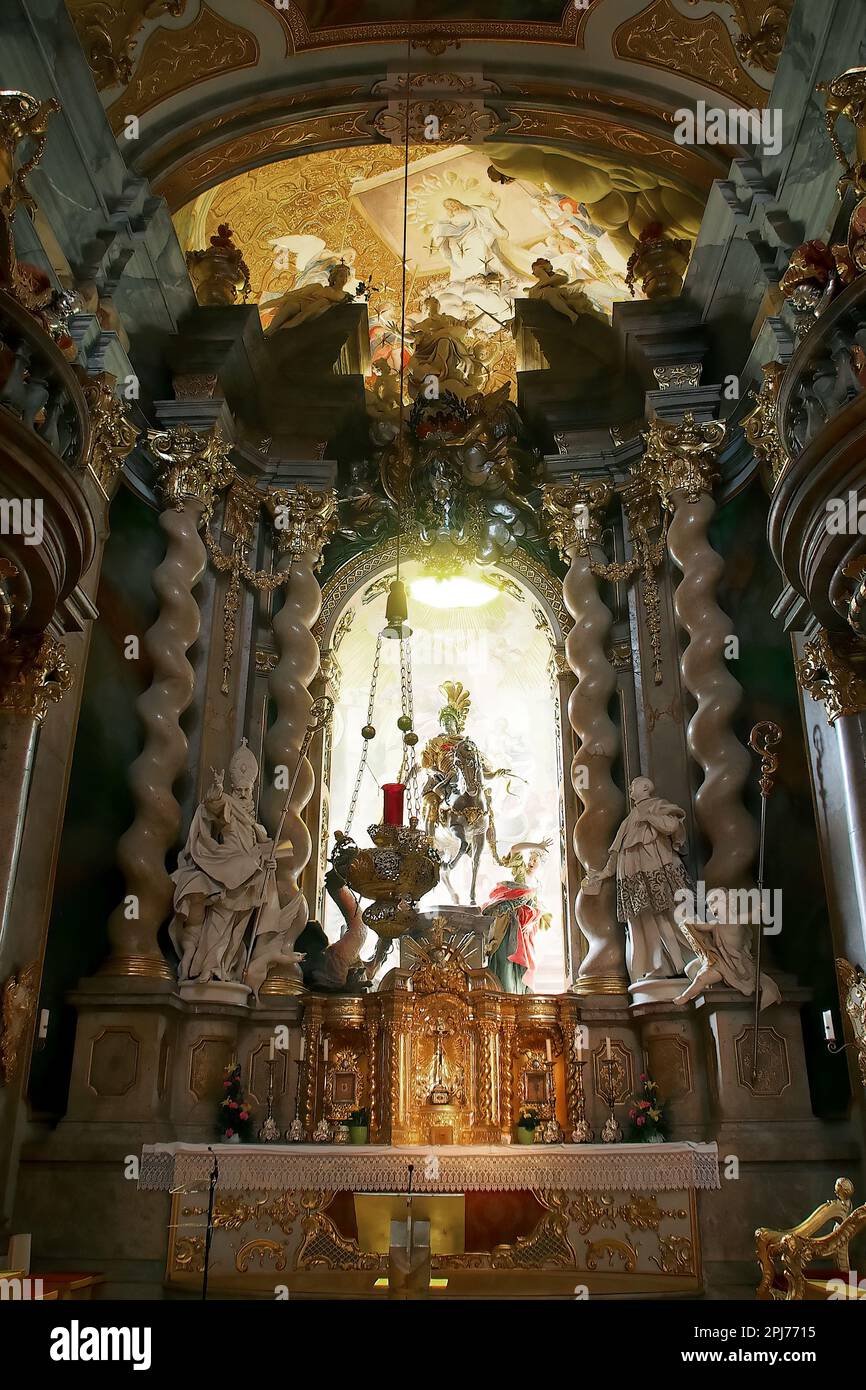 Main altar showing St. George, Asam Church, Asam Kirche, Weltenburg ...
