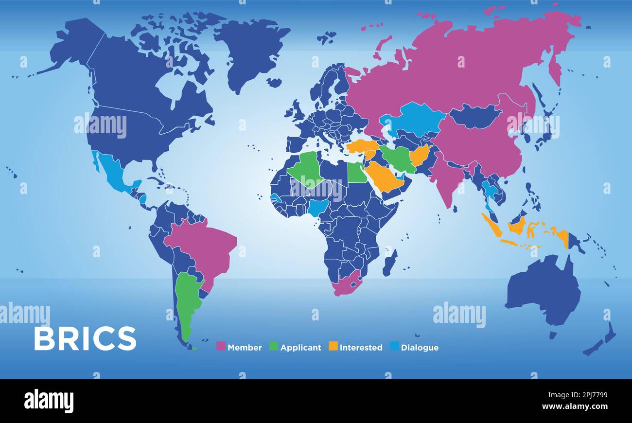World map with BRICS countries, vector illustration Stock Vector Image ...