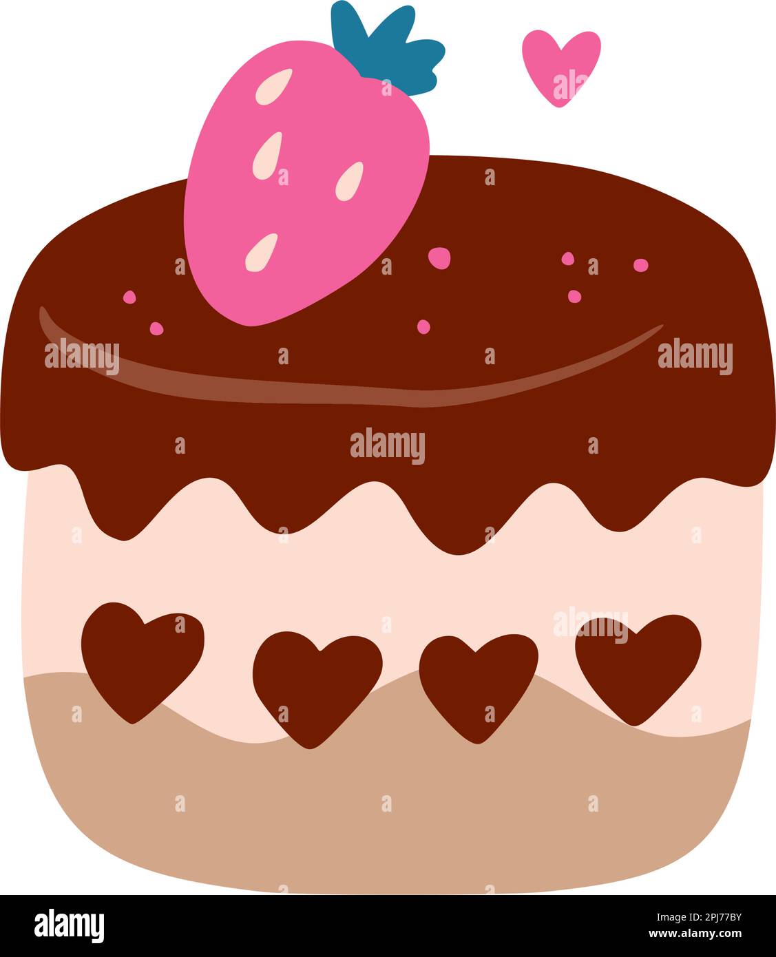 Birthday sweet cupcake with strawberry and chocolate cream, vector ...