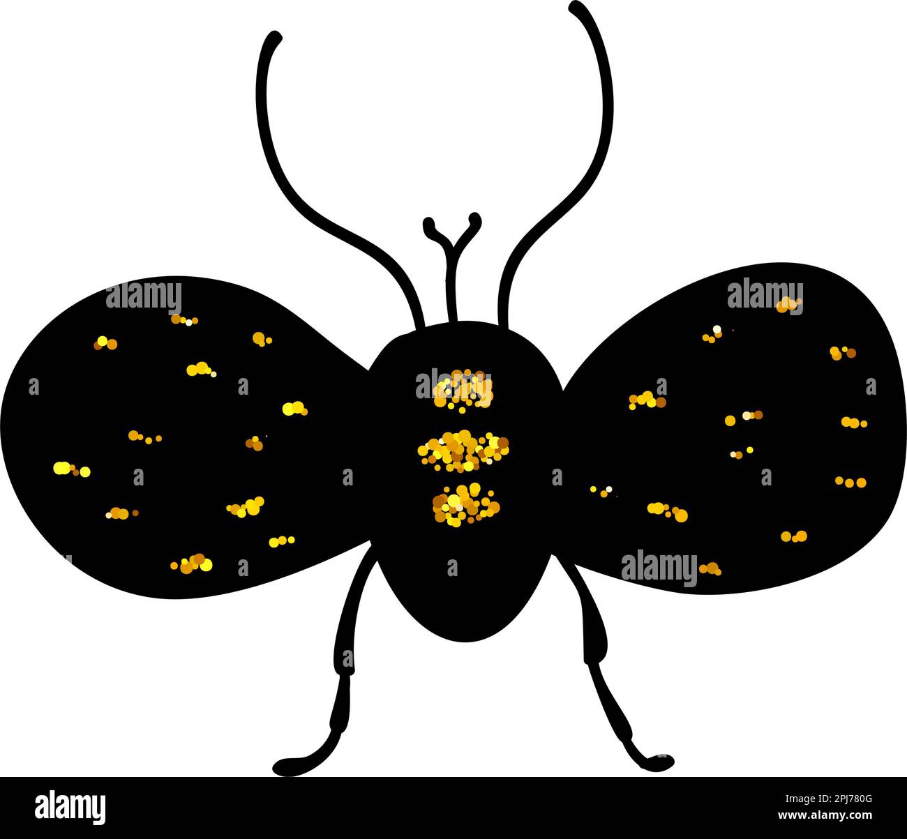 Black and gold glitter bug beetle, celestial vector fairy insect golden ...