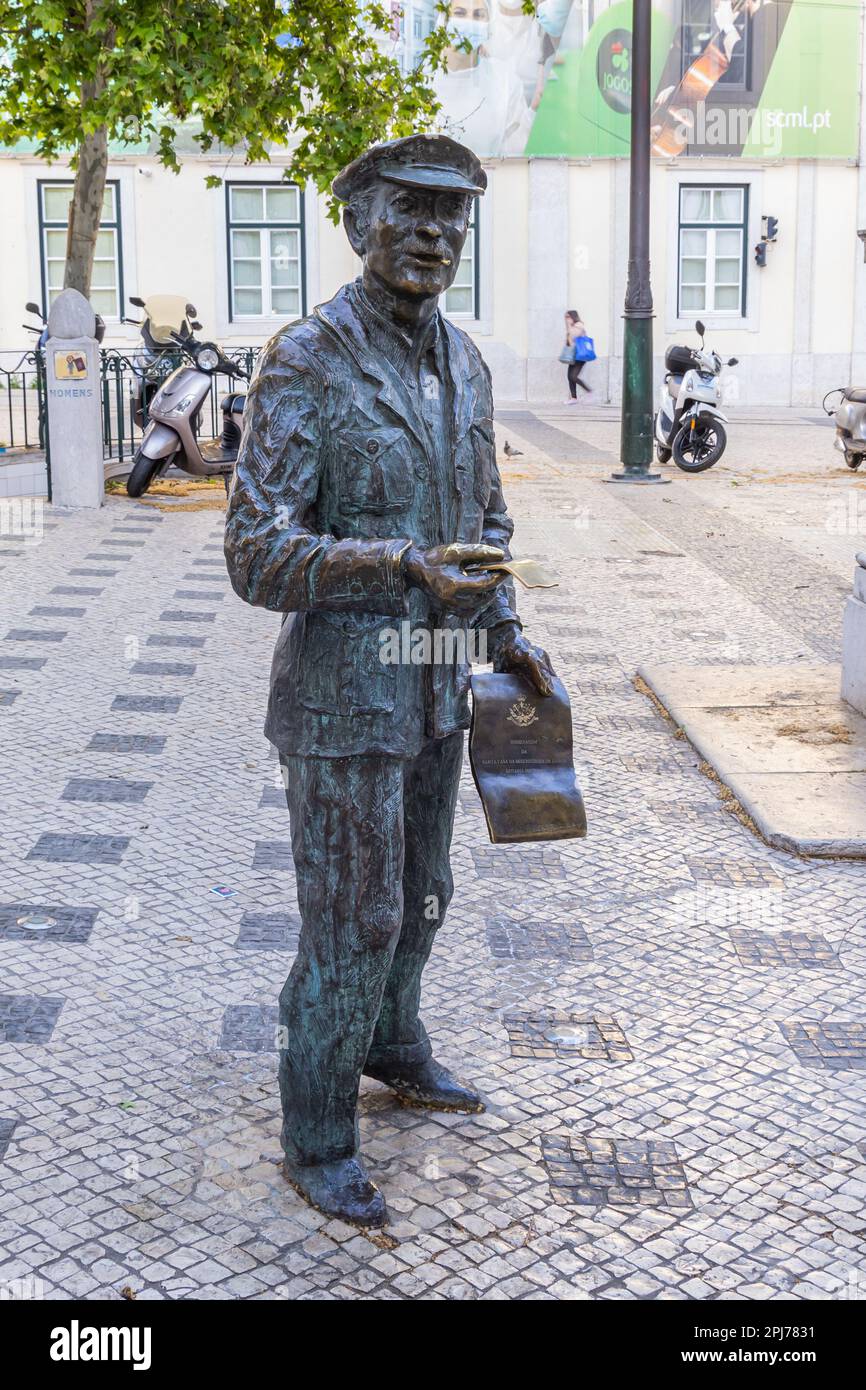 Europe, Portugal, Lisbon. April 18, 2022. Statue of a lottery ticket ...