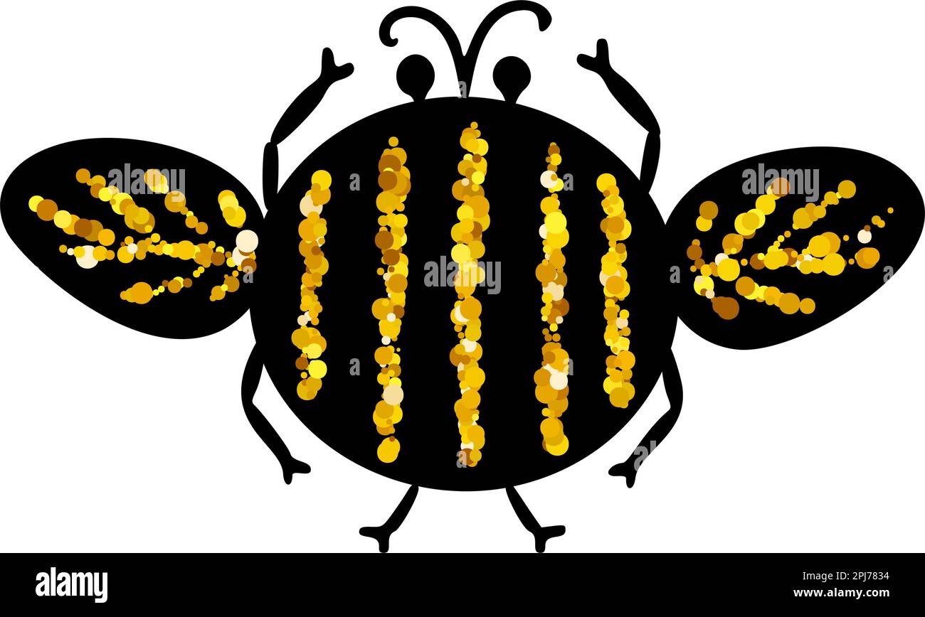 Black and gold glitter bug beetle, celestial vector fairy insect golden ...