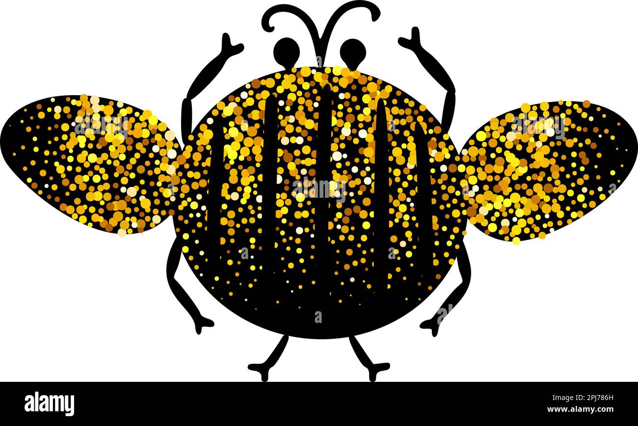 Black and gold glitter bug beetle, celestial vector fairy insect golden ...