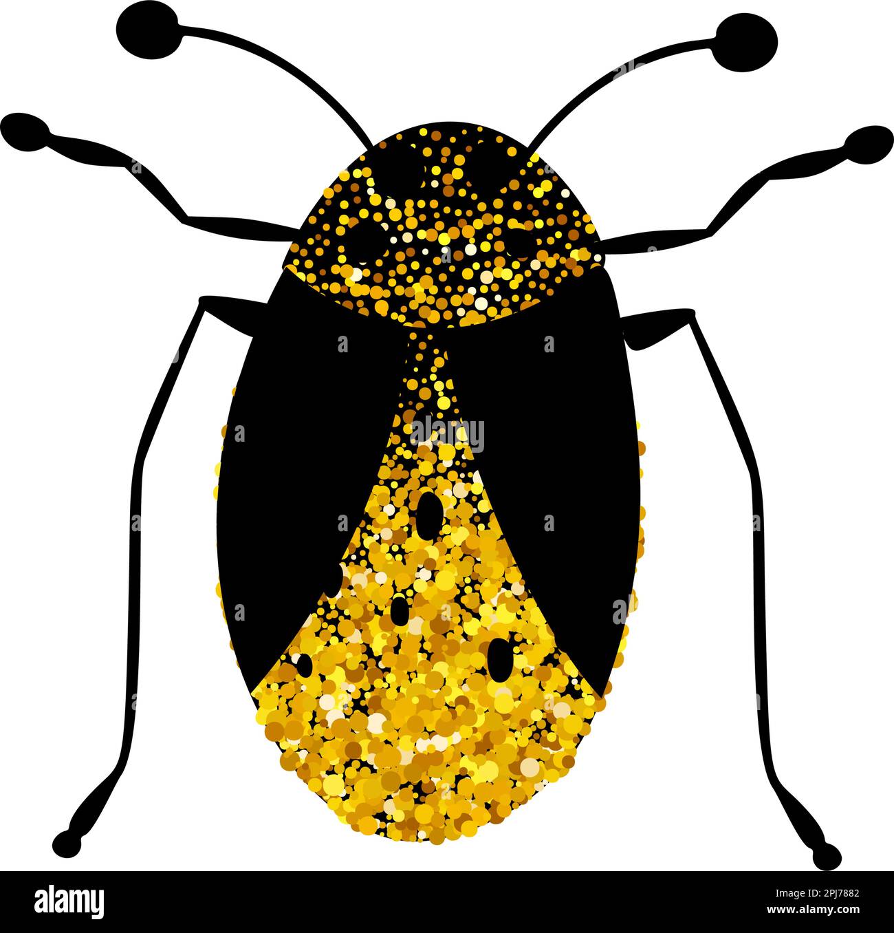 Black and gold glitter bug beetle, celestial vector fairy insect golden ...