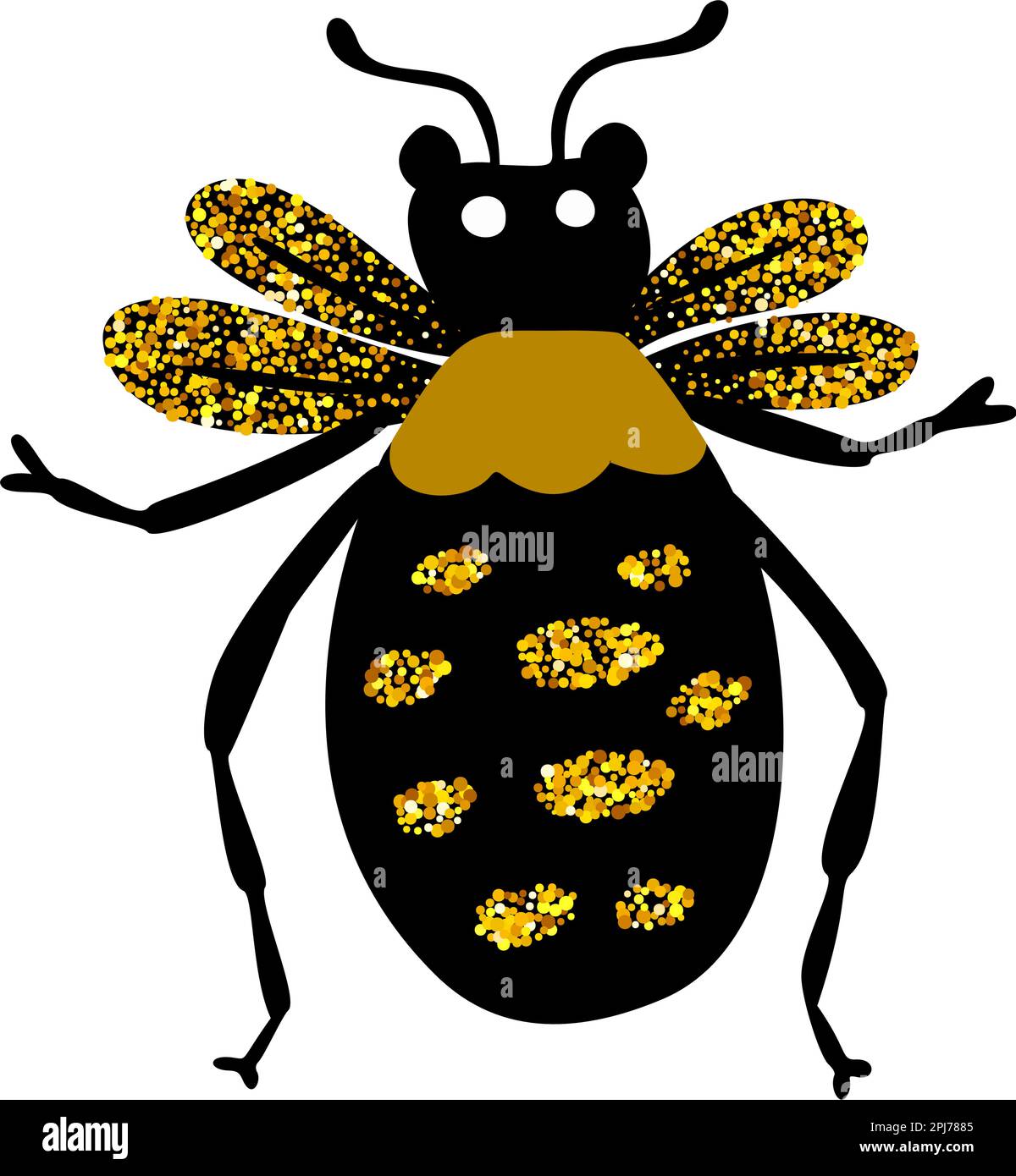 Black and gold glitter bug honey bee beetle, celestial vector fairy ...