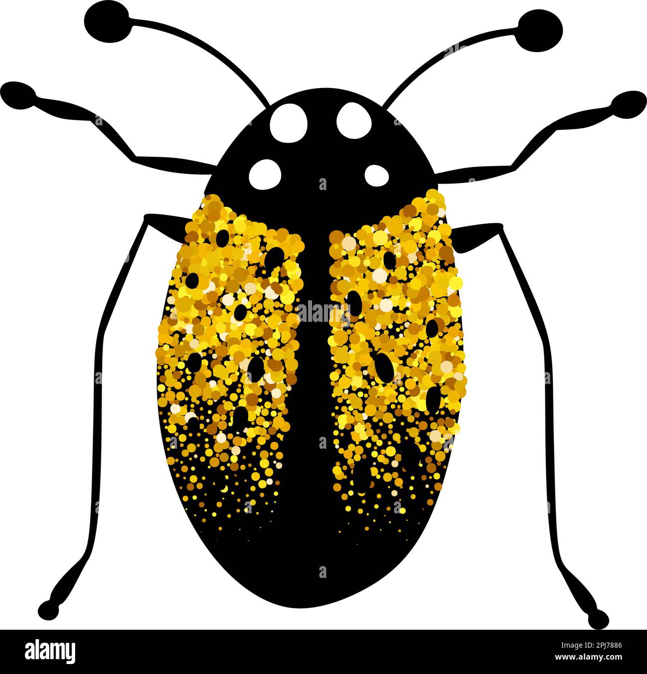 Black and gold glitter bug beetle, celestial vector fairy insect golden ...