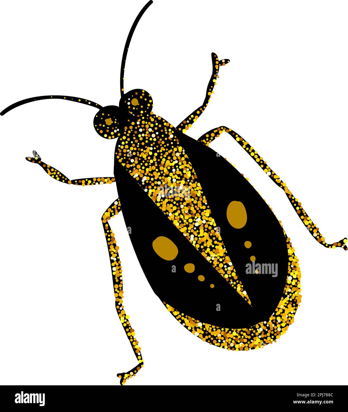 Black and gold glitter bug beetle, celestial vector fairy insect golden ...