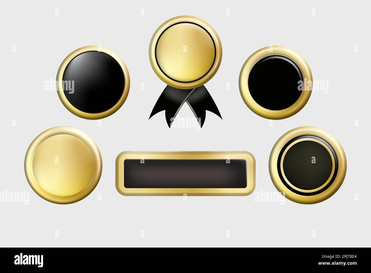 3d badge stamp sign set, realistic metal badge tag stamp collection ...