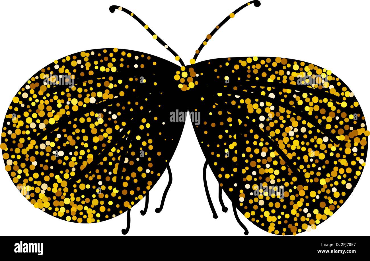 Black and gold glitter moth butterfly, celestial vector fairy insect ...