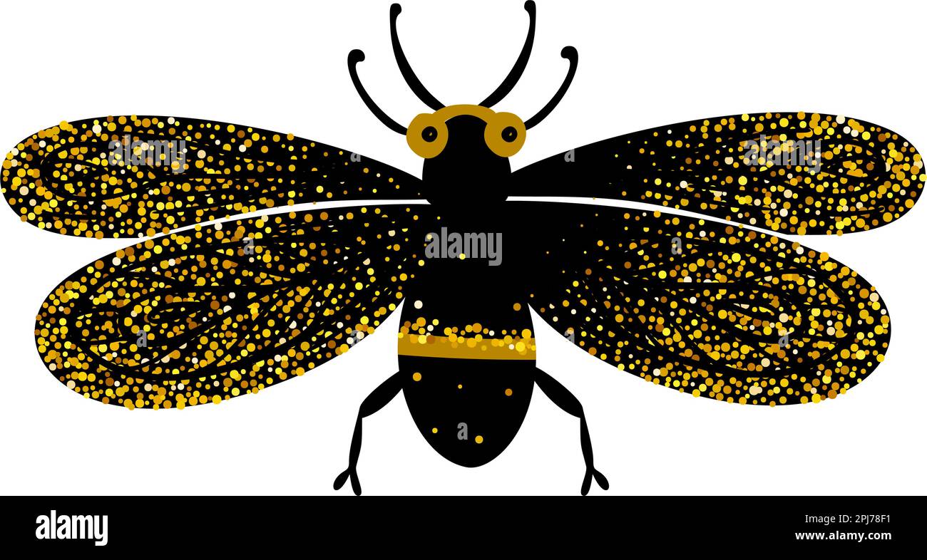 Black and gold glitter moth butterfly, celestial vector fairy insect ...