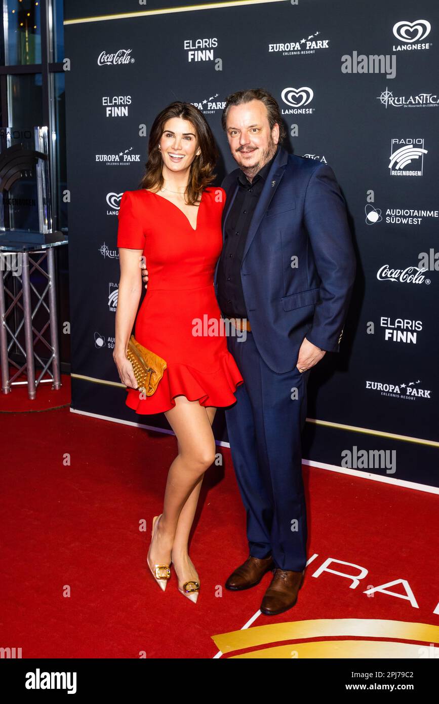Rust, Germany. 31st Mar, 2023. Miriam and Michael Mack stand on the red ...