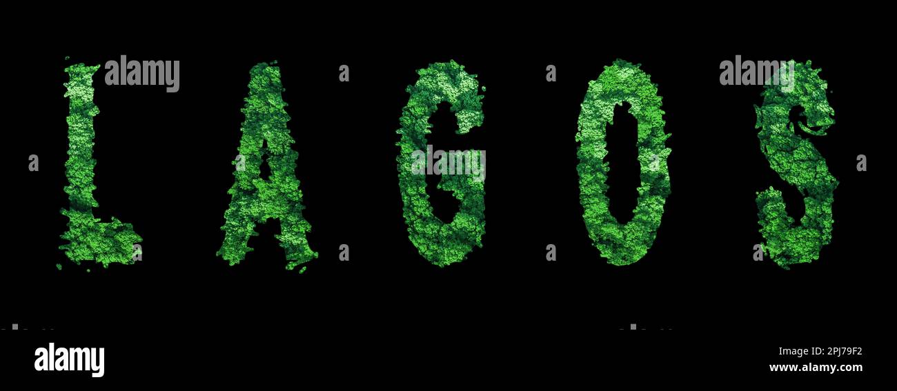 Lagos lettering, Lagos Forest Ecology Concept on Black,, Clipping Path ...