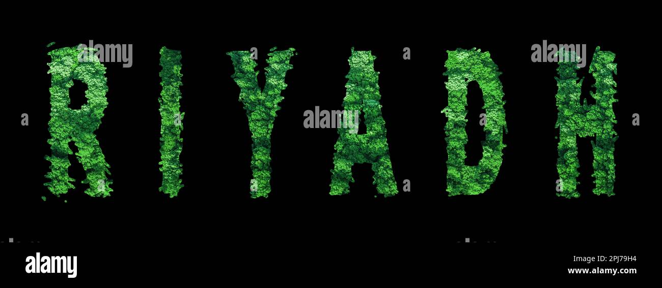 Riyadh lettering, Riyadh Forest Ecology Concept on Black,, Clipping ...