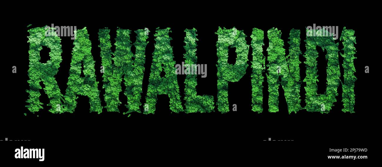 Rawalpindi lettering, Rawalpindi Forest Ecology Concept on Black ...