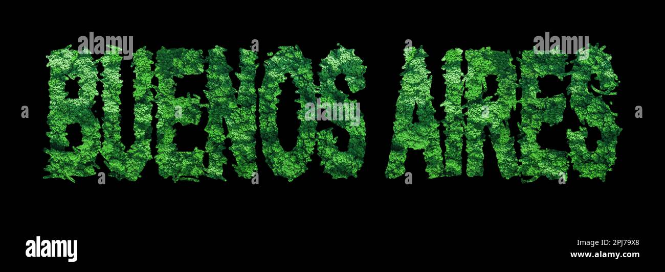 Buenos Aires lettering, Buenos Aires Forest Ecology Concept on Black ...
