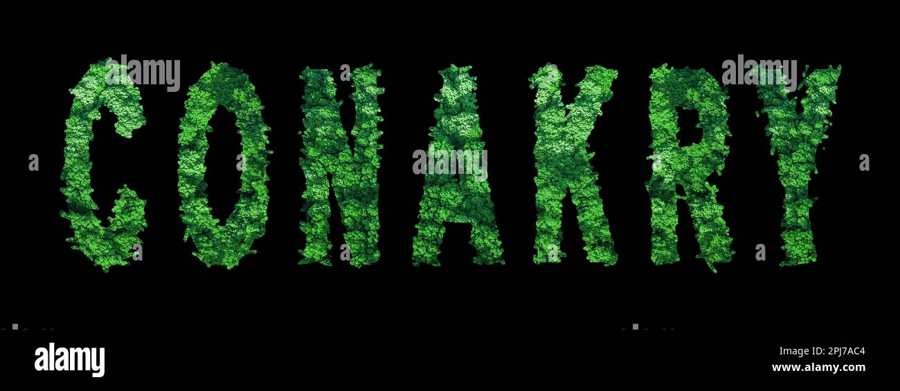 Conakry lettering, Conakry Forest Ecology Concept on Black, Clipping ...