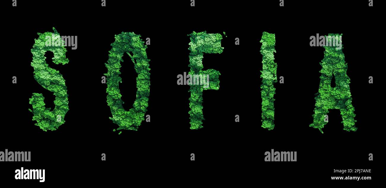 Sofia lettering, Sofia Forest Ecology Concept on Black, Clipping Path ...