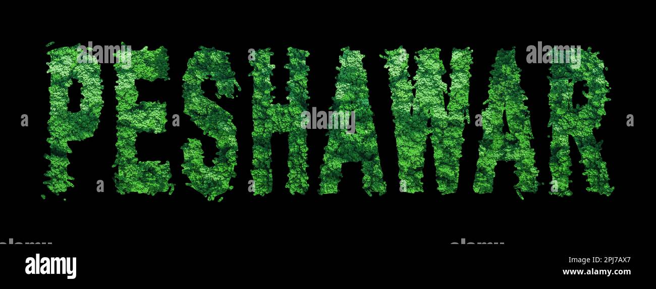 Peshawar lettering, Peshawar Forest Ecology Concept on Black, Clipping ...