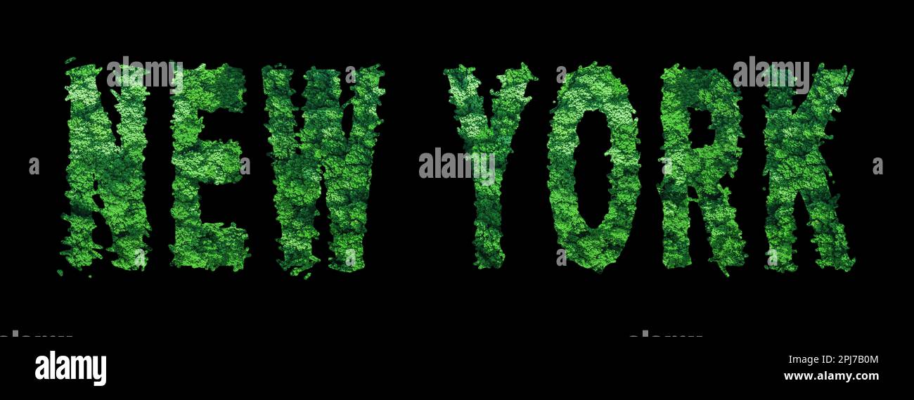 New York lettering, New York Forest Ecology Concept on Black, Clipping ...