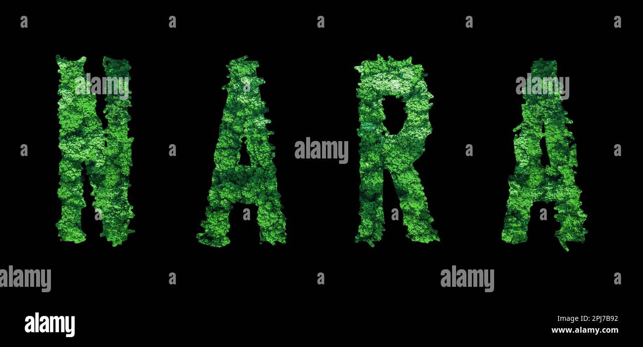 Nara lettering, Nara Forest Ecology Concept on Black, Clipping Path ...