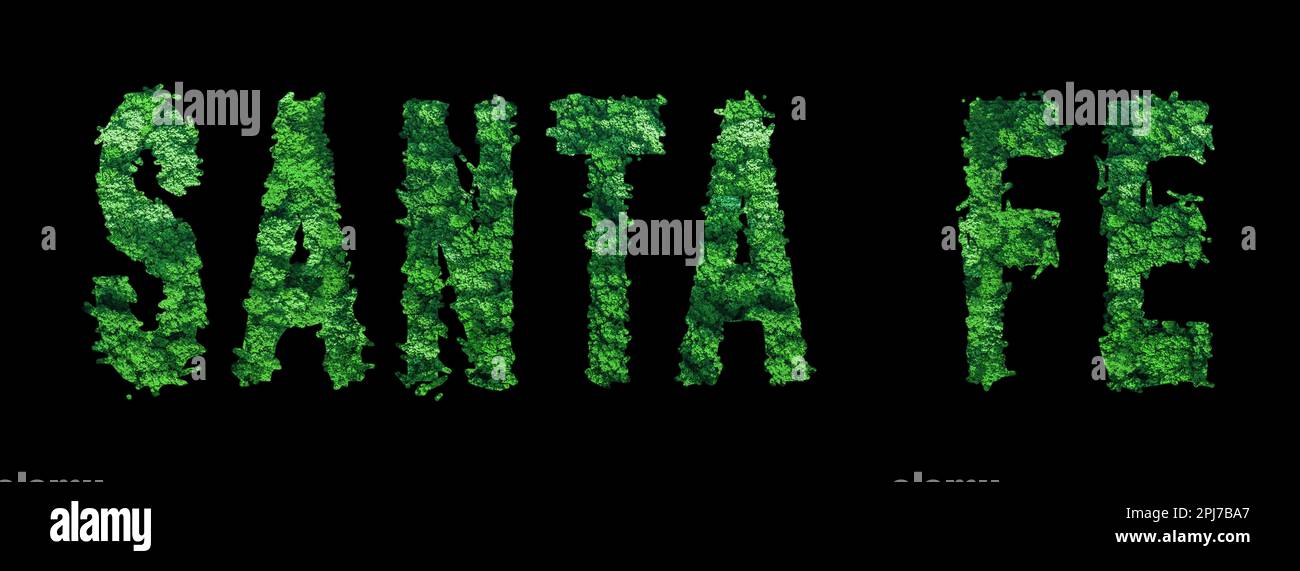 Santa Fe lettering, Santa Fe Forest Ecology Concept on Black, Clipping ...