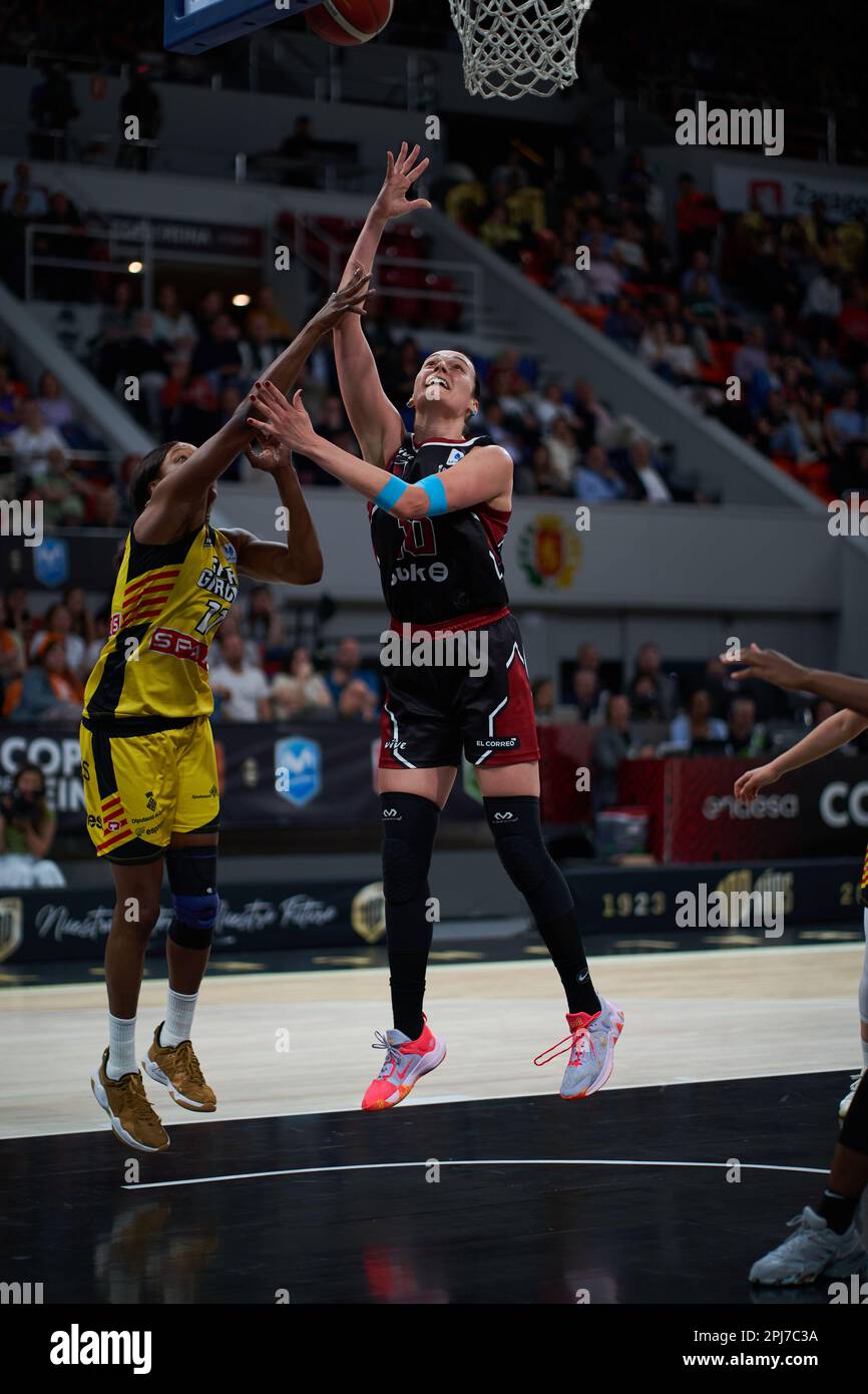 Shay Murphy of Spar Girona (L) and Andrijana Cvitkovic of Lointek ...