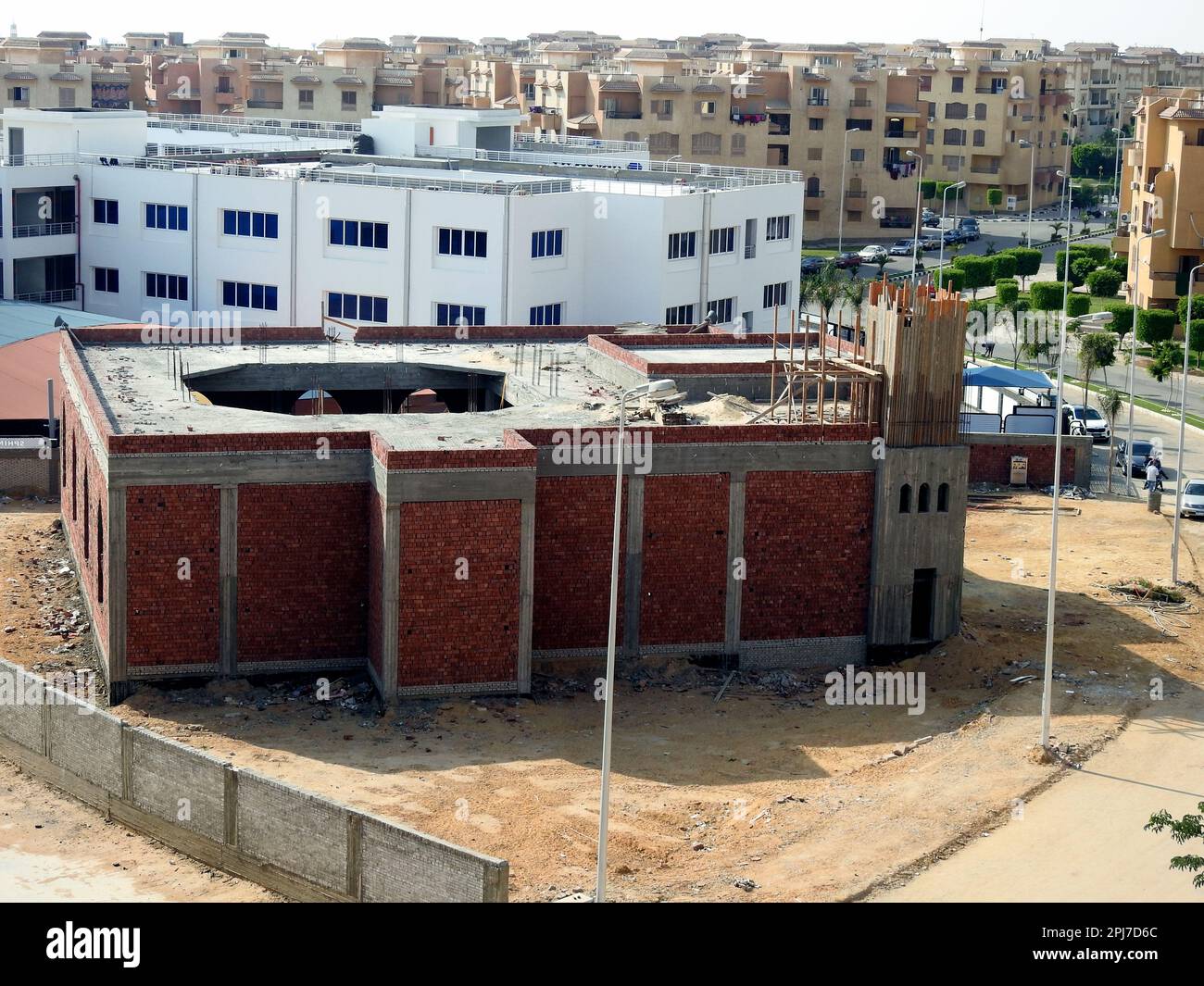 Cairo, Egypt, July 9 2020: construction site of new mosque building in ...