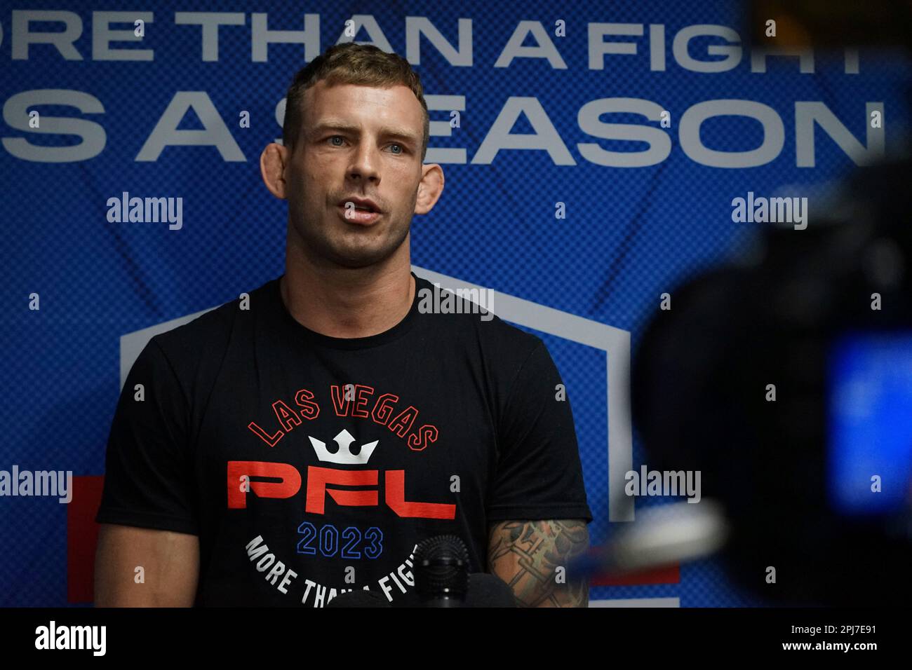 LAS VEGAS, NV - MARCH 30: Krzysztof Jotko speaks to the media at the ...