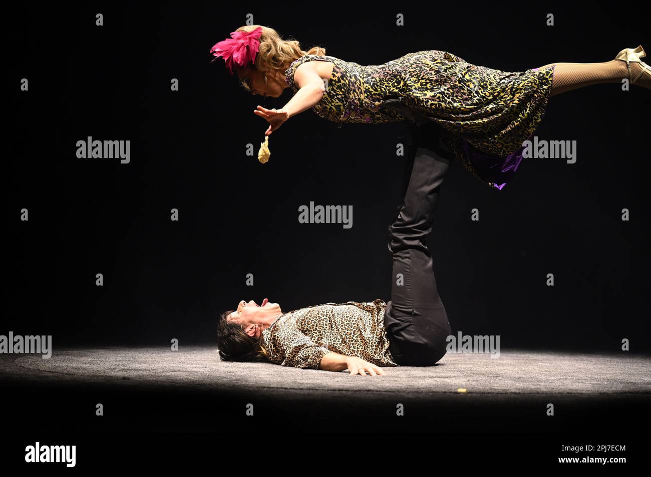 Berlin, Germany. 31st Mar, 2023. Performers "Daredevil Chicken Club" from Circus Flic Flac ...